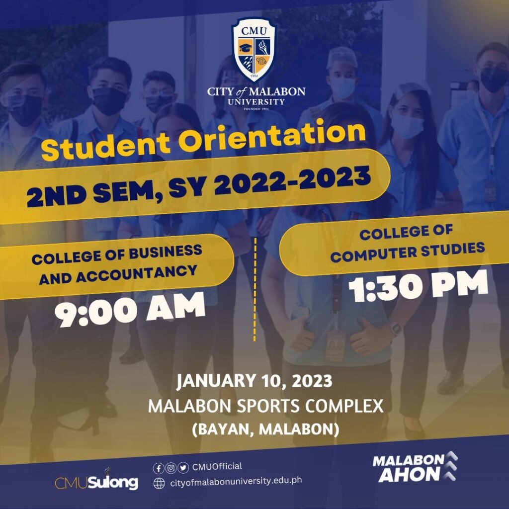 REMINDER | Student Orientation Schedule for 2nd Semester A.Y. 2022-2023 ...