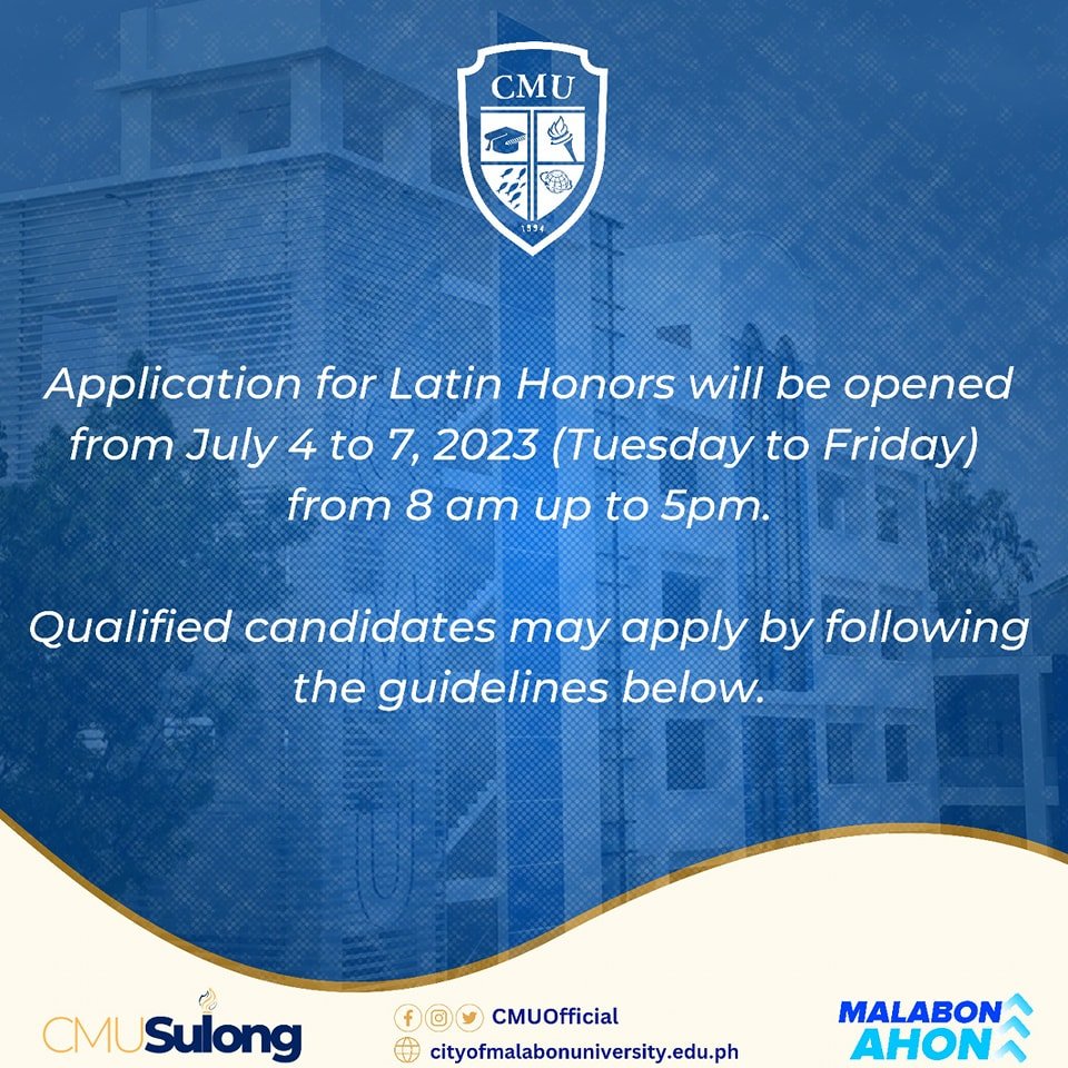 𝗔𝗽𝗽𝗹𝗶𝗰𝗮𝘁𝗶𝗼𝗻 𝗳𝗼𝗿 𝗟𝗮𝘁𝗶𝗻 𝗛𝗼𝗻𝗼𝗿𝘀 𝗔.𝗬. 𝟮𝟬𝟮𝟮-𝟮𝟬𝟮𝟯 – City of Malabon University
